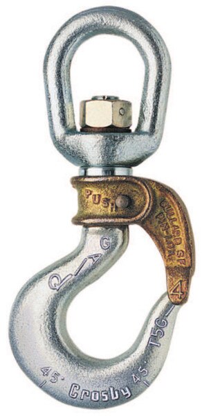 Crosby Closed Swivel Bail Hook with Self-Closing Gate, 2.3 Ton WLL, BL ...