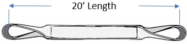 Mazzella 1" x 20' Long 2-Ply Twisted Eye Flat Web Sling, 3,200 lbs ...