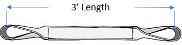Mazzella 2" x 3' Long 2-Ply Twisted Eye Flat Web Sling, 6,400 lbs ...